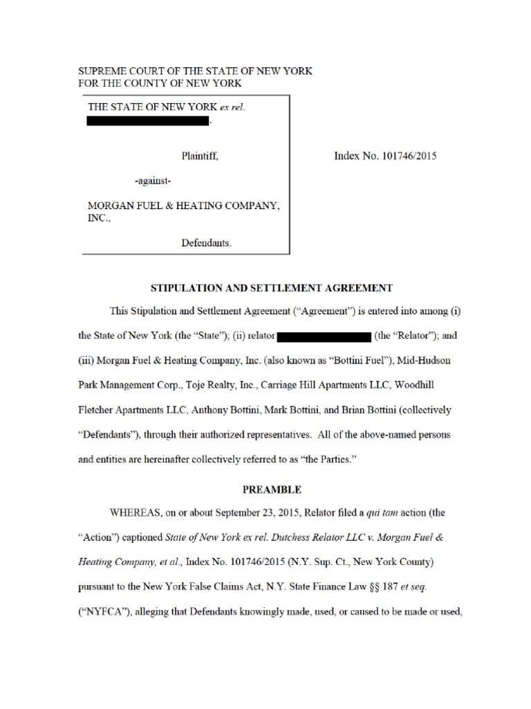 Bottini Executed Settlement Agreement Redacted | PDF | Debits And Credits | Bankruptcy