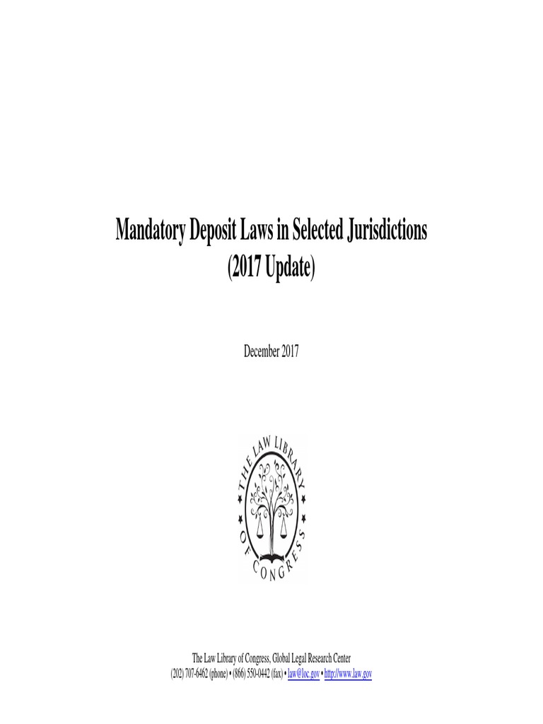 Library of Congress Mandatory Deposit Laws in Selected Jurisdictions ...