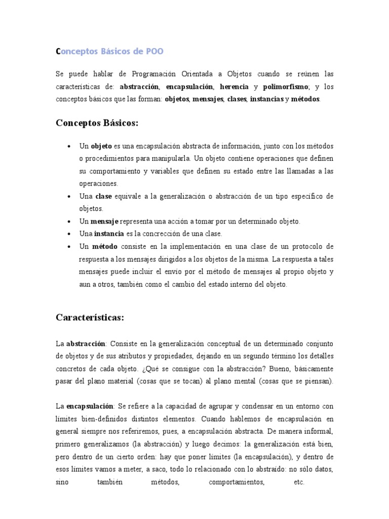 Conceptos Básicos de POO | PDF | Objeto (informática) | Programación orientada a objetos