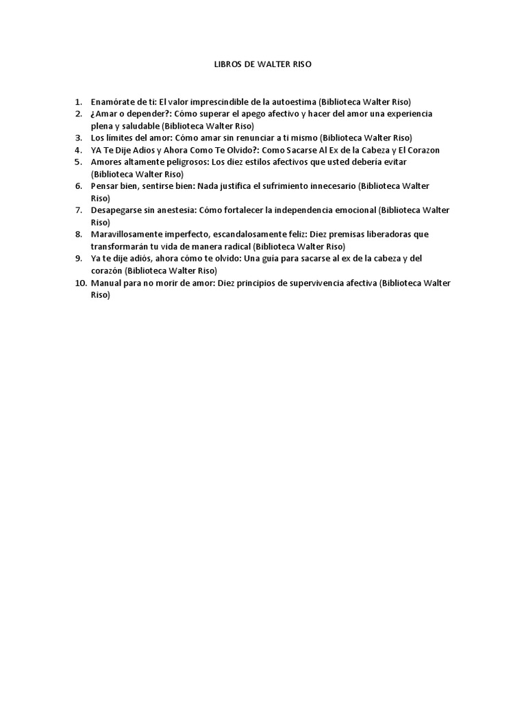 Libros De Walter Riso Pdf