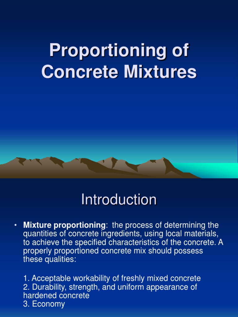 Proportioning of Concrete Mixtures | PDF | Concrete | Materials