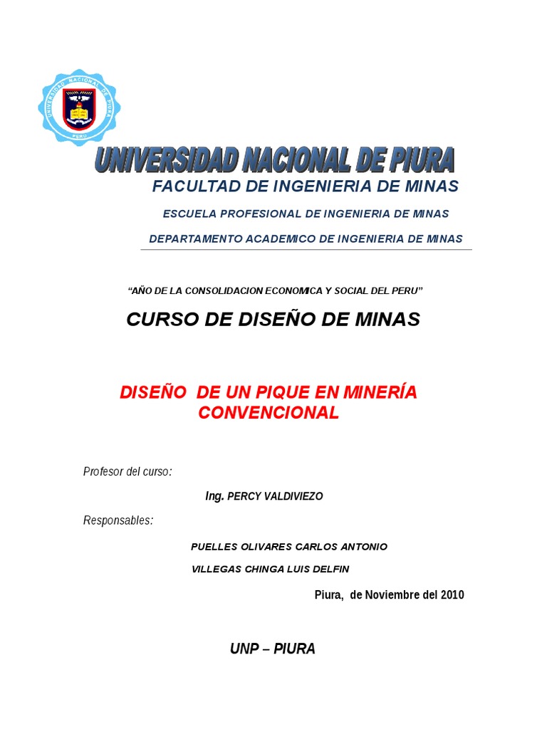 Diseño de Piques en Minería Convencional | PDF | Minería | Hormigón