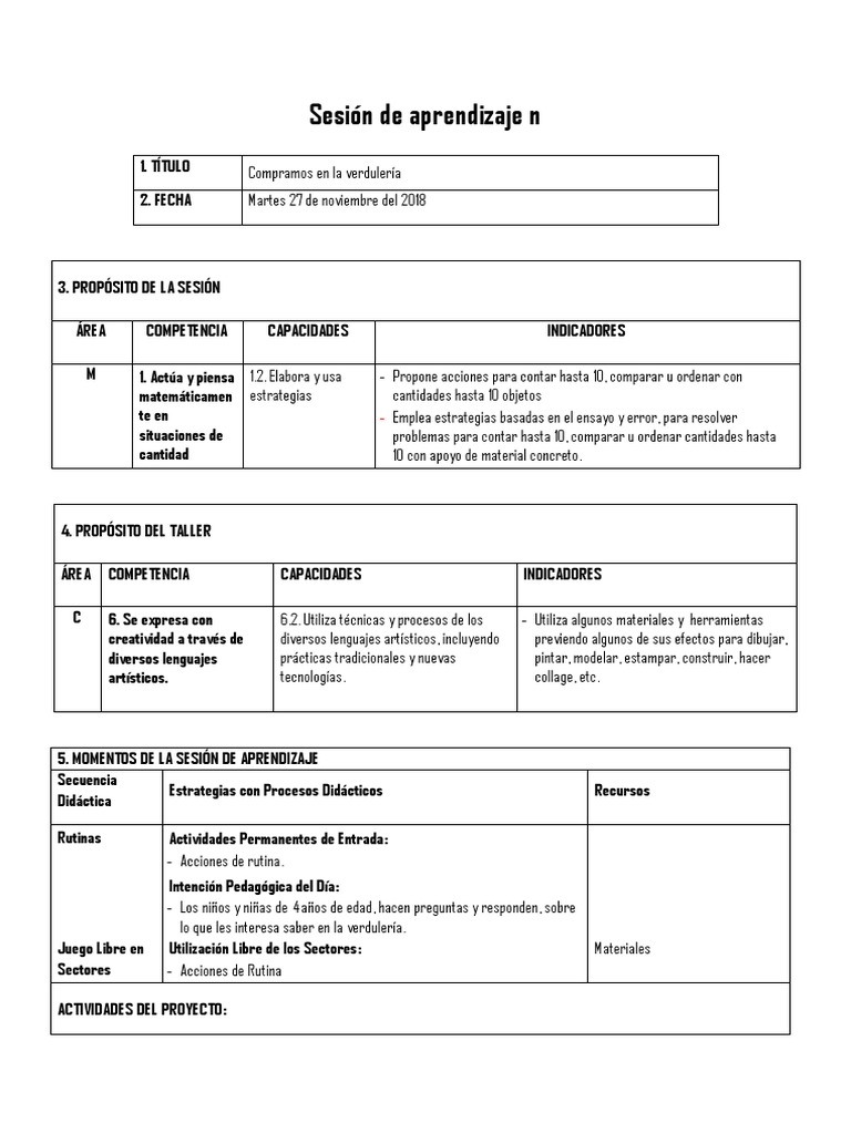 Sesión de Aprendizaje - Inicial | PDF | Creatividad | Aprendizaje