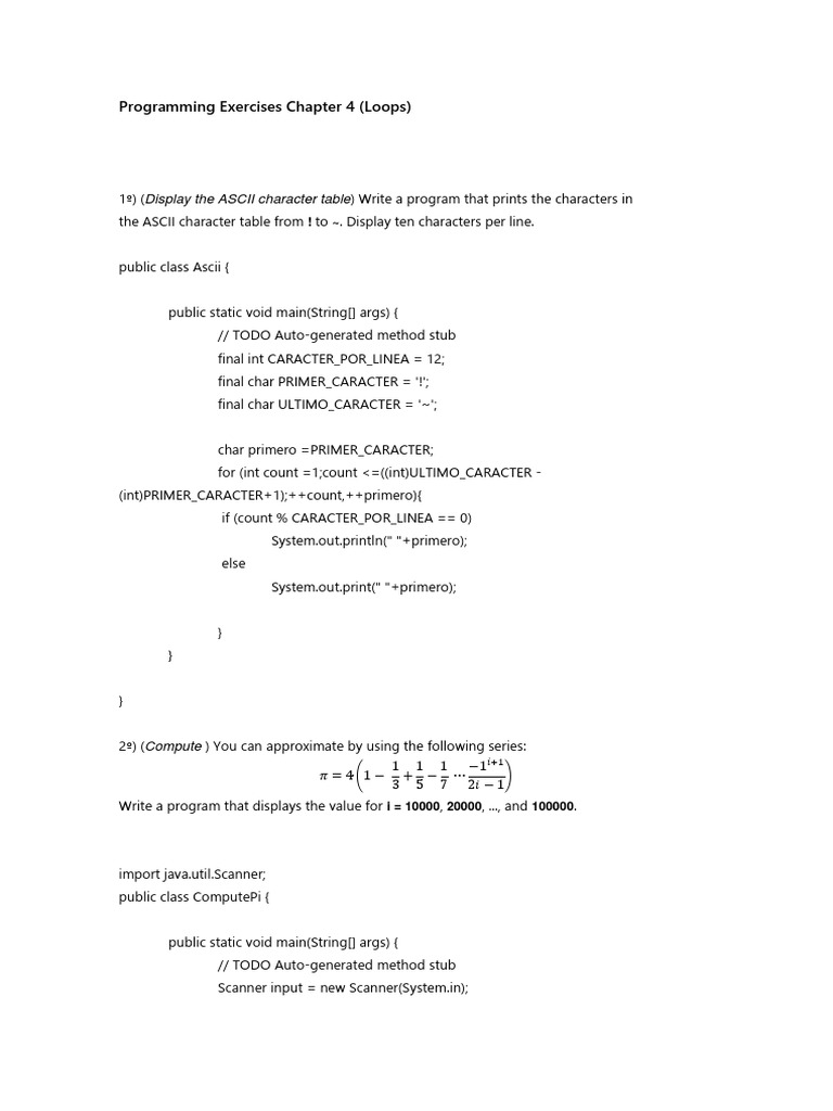 Programming Exercises Chapter 4 | PDF | Integer (Computer Science ...