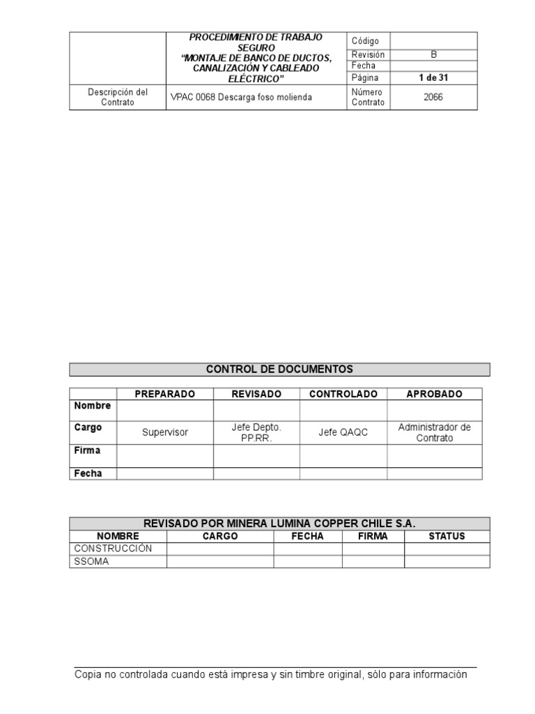 PRO-2066-ELEC-01 Montaje de Banco de Ductos | PDF | Hormigón | Soldadura