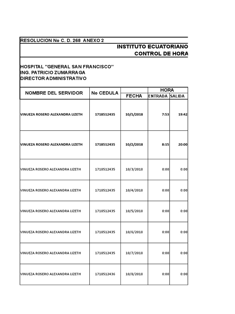 Horas Extras Alex Octubre 2018 | PDF