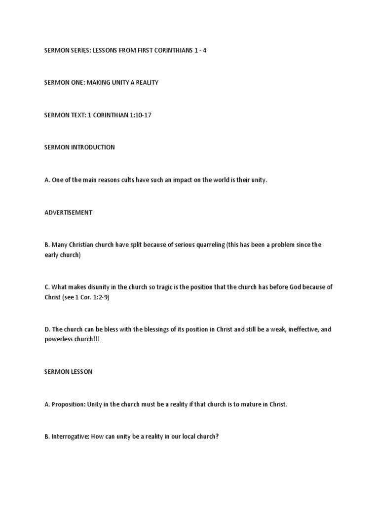 Sermon Series | PDF | Christian Church | First Epistle To The Corinthians