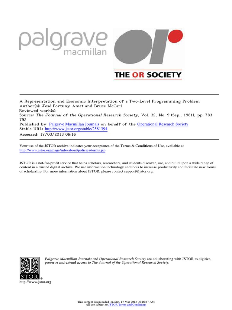 A Representation and Economic Interpretation of A Two-Level Programming ...