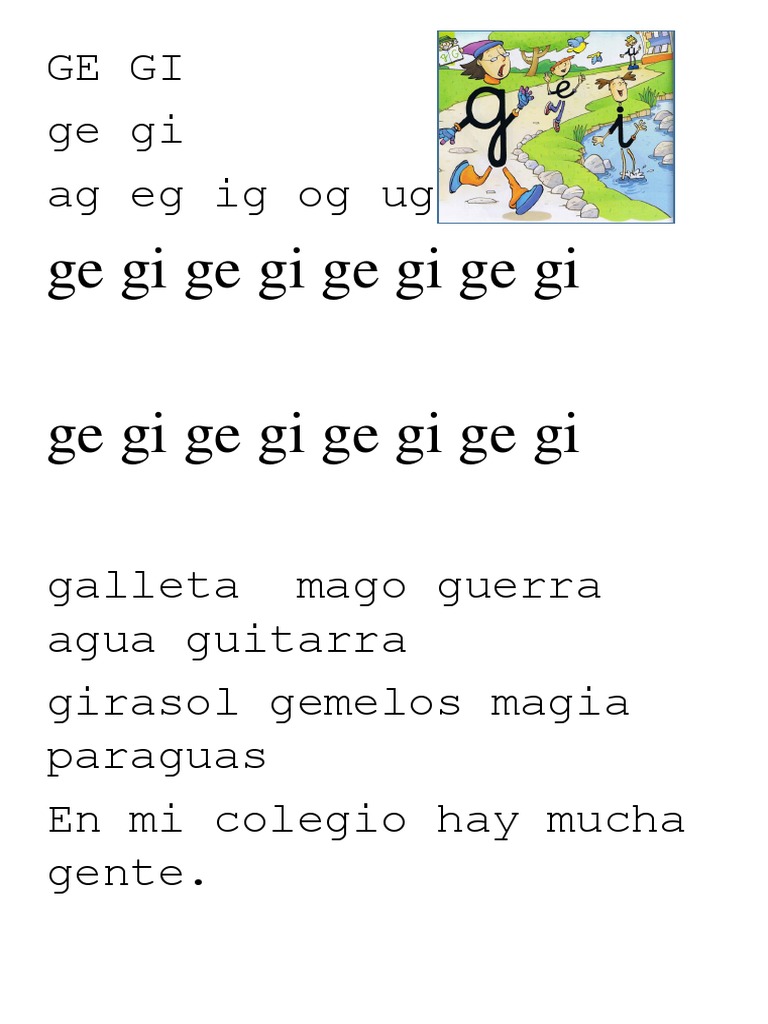Palabras con "ge" y "gi" para niños | PDF