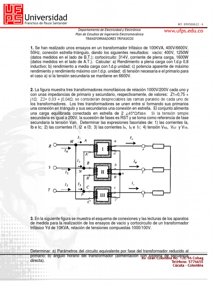 Trifasicos Ejercicios | PDF | Transformador | voltaje