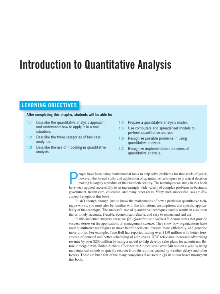 01 Introduction To Quantitative Analysis | PDF | Analytics ...