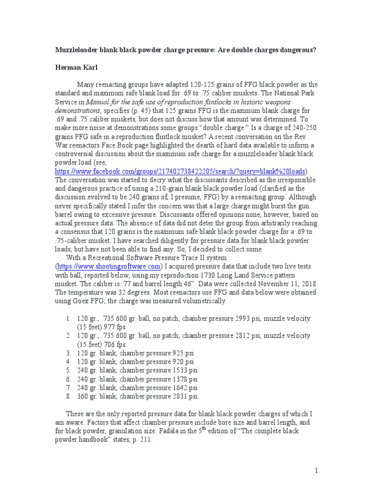 Muzzleloader Blank Black Powder Charge Pressure: Are Double Charges ...