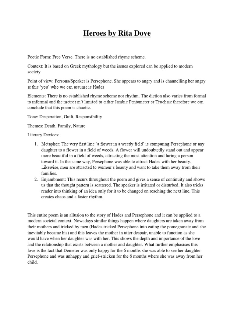 Heroes by Rita Dove | PDF