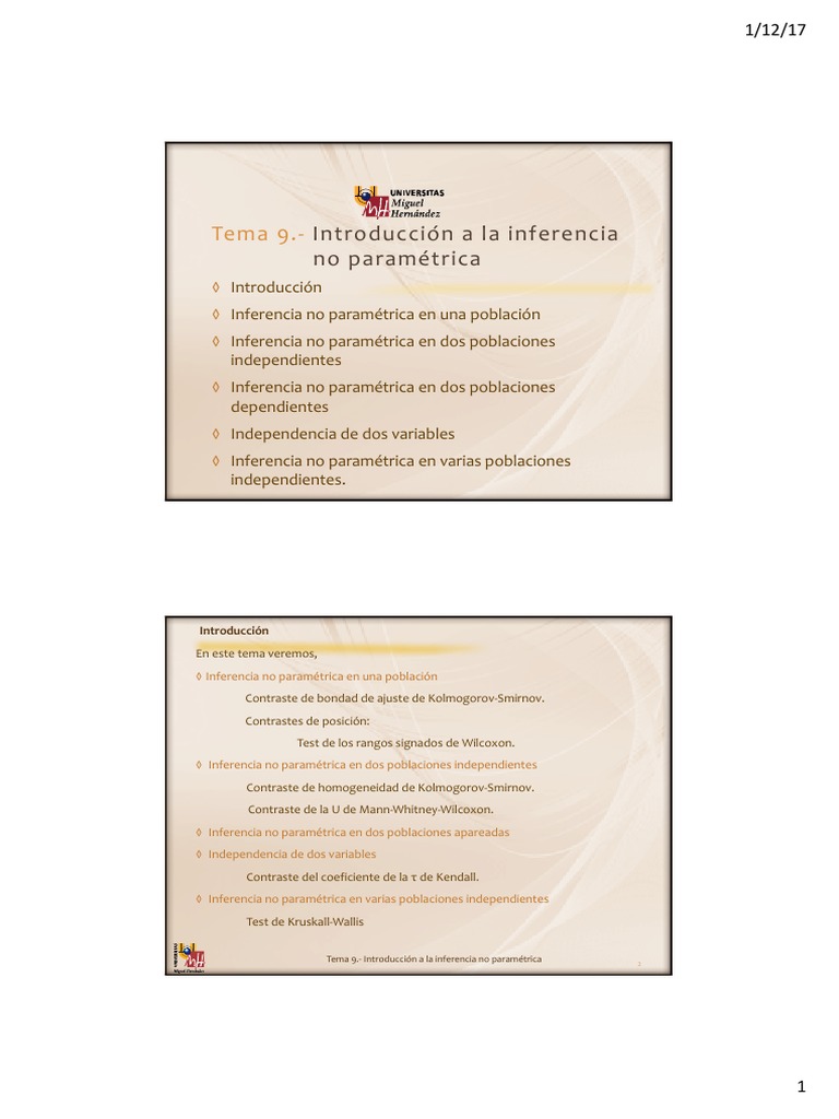 Tema 9. - Introducción A La Inferencia No Paramétrica | PDF ...