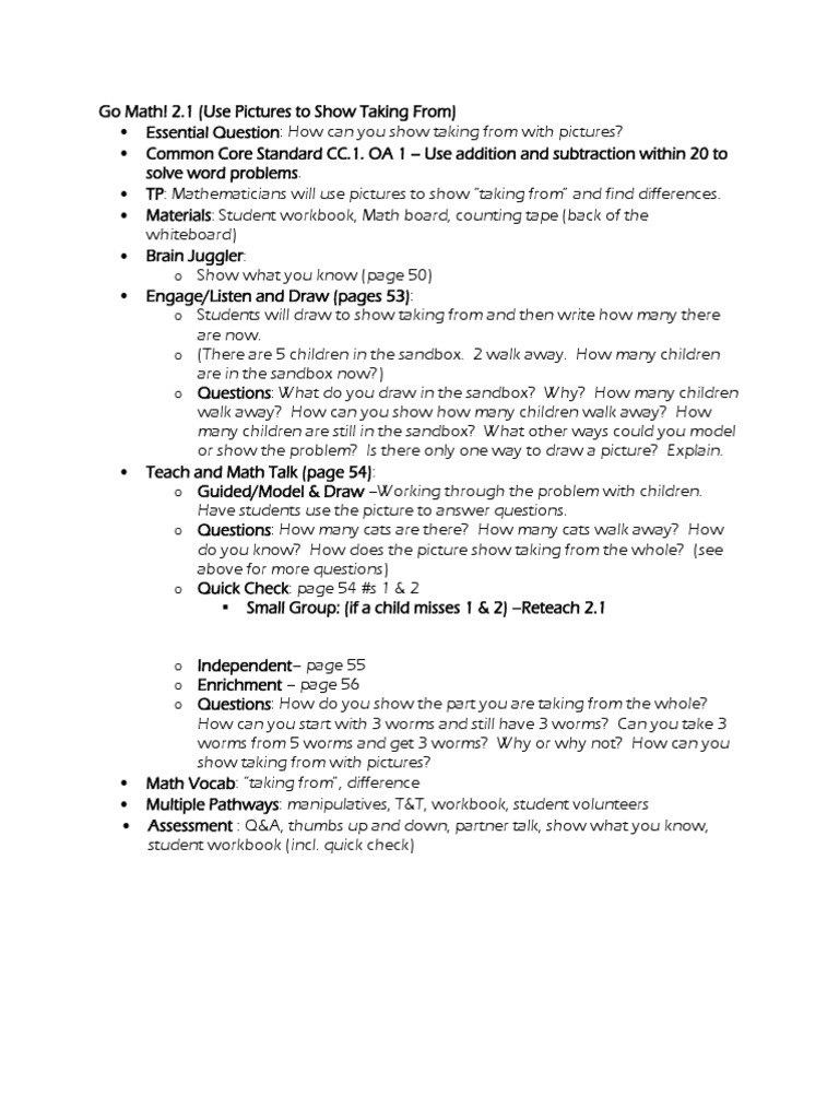 Modeling Subtraction Through Pictures and Manipulatives | PDF | Common ...
