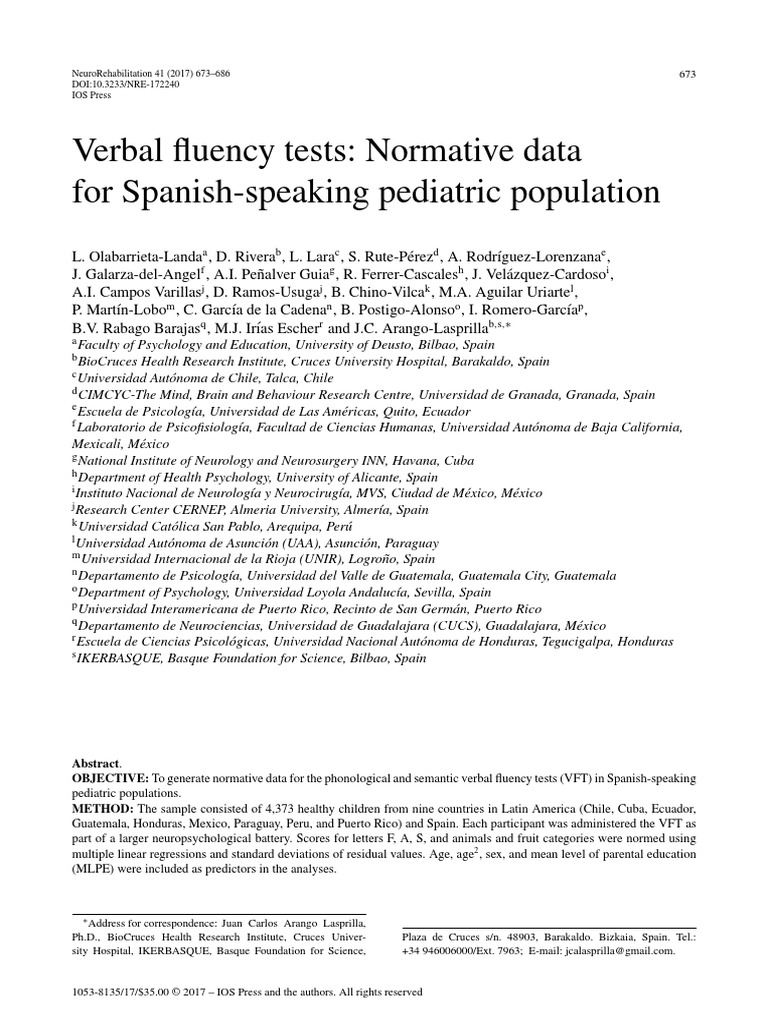 Olabarrieta-Landa Et Al.,2017 (Verbal Fluency) | PDF ...