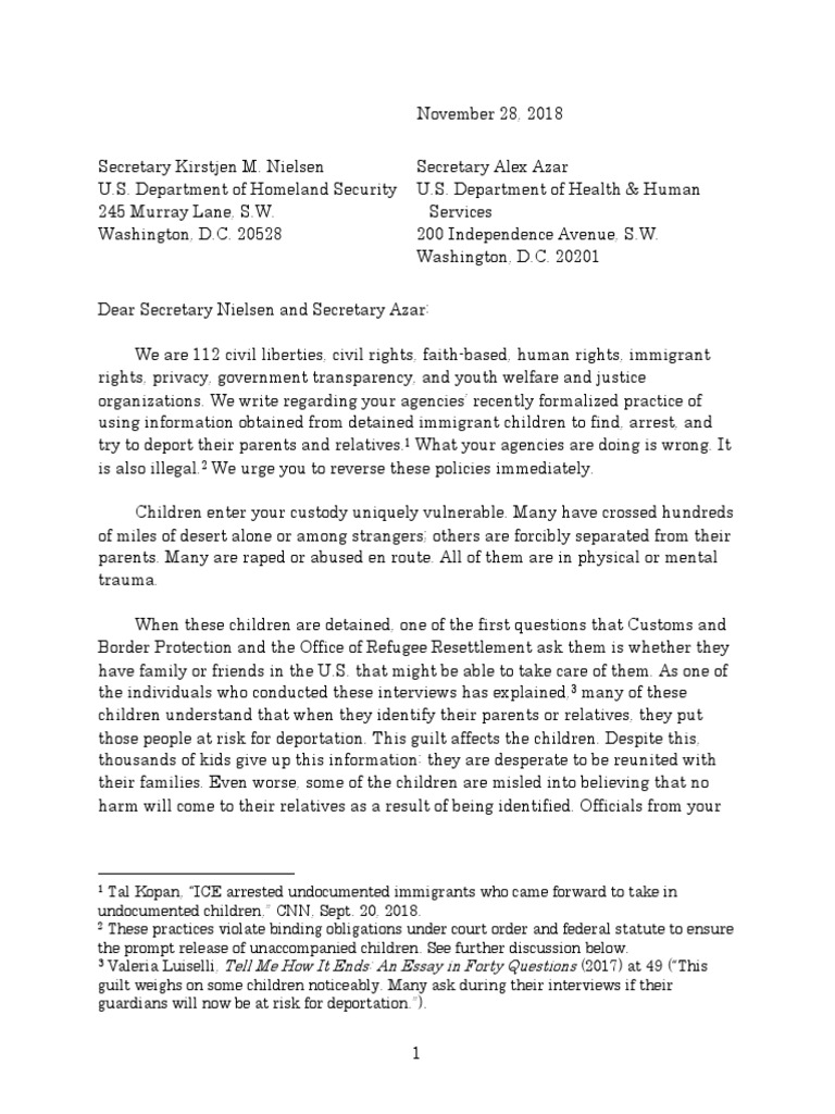 DHS Policy on Detained Immigrant Children | PDF | U.S. Immigration And ...