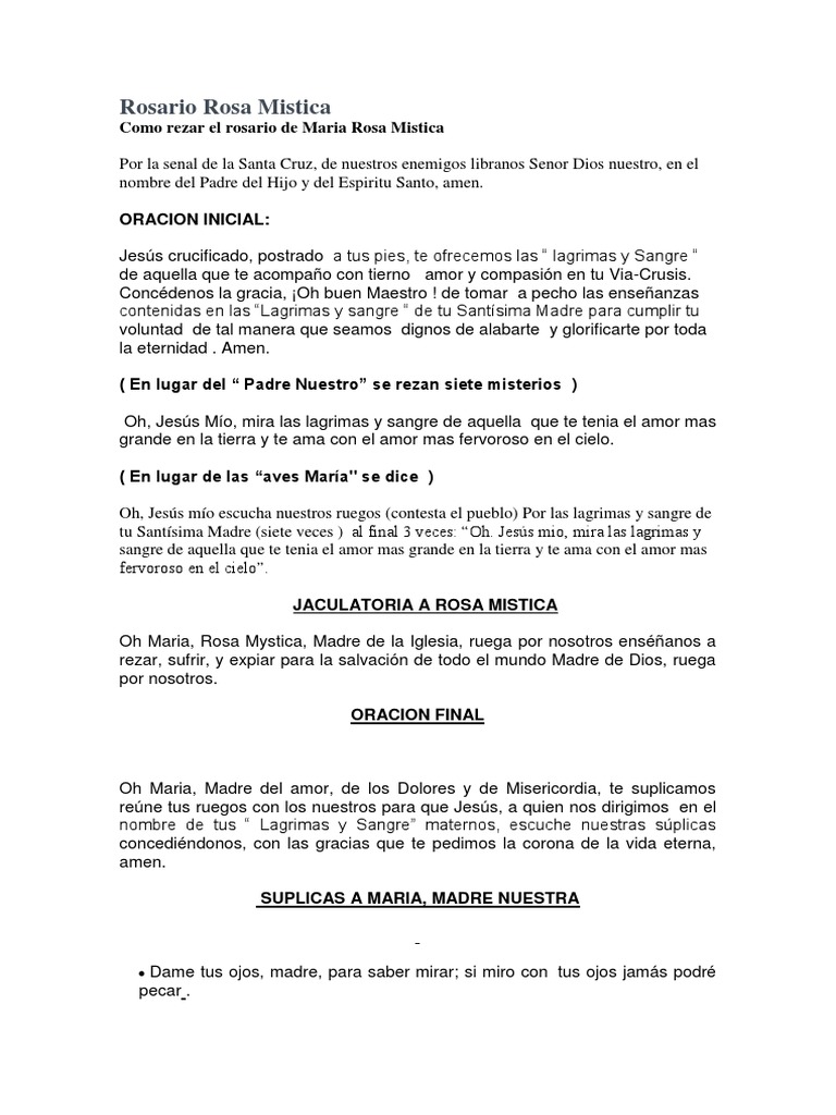 Rosario Rosa Mistica | PDF | María, madre de Jesús | orador del Señor