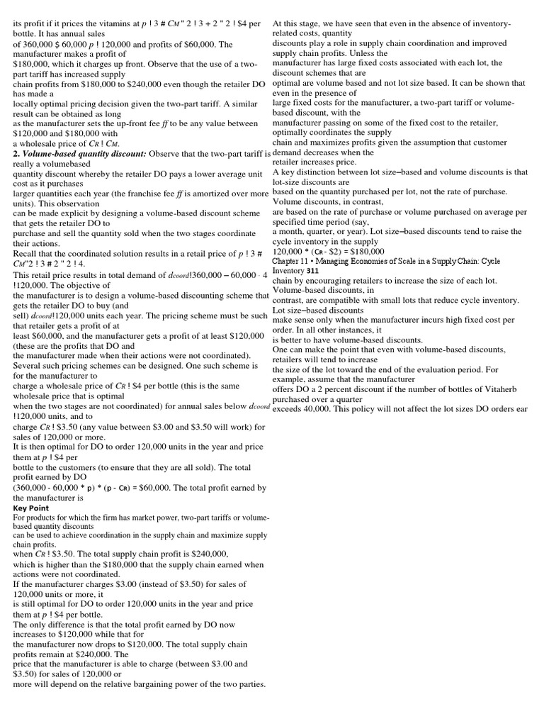 Volume-Based Quantity Discount: Observe That The Two-Part Tariff Is ...
