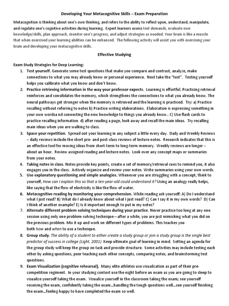 Review of Learning and Prep | PDF | Metacognition | Recall (Memory)