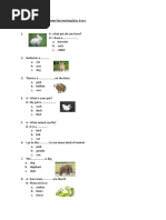 Soal Bahasa Inggris Kelas 1 SD Bab Hewan Animal - Pilihan Ganda | PDF