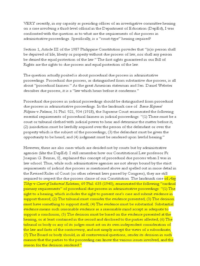 Administrative Due Process Pdf Due Process Due Process Clause