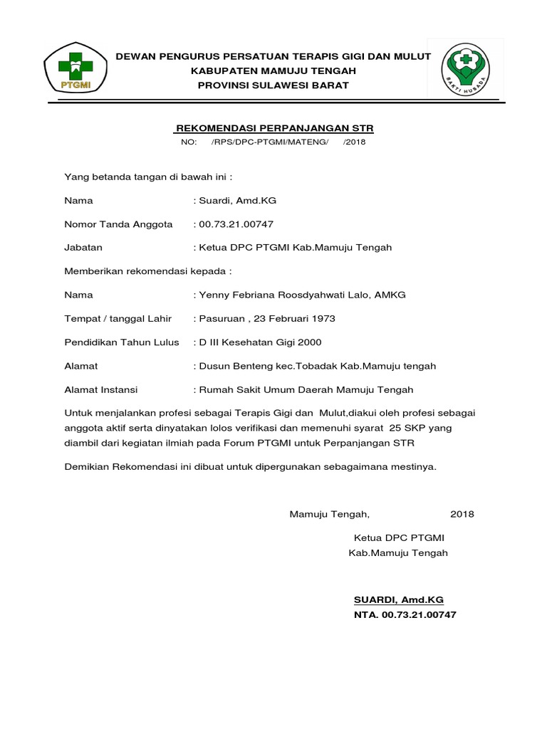 Rekomendasi Perpanjangan STR | PDF