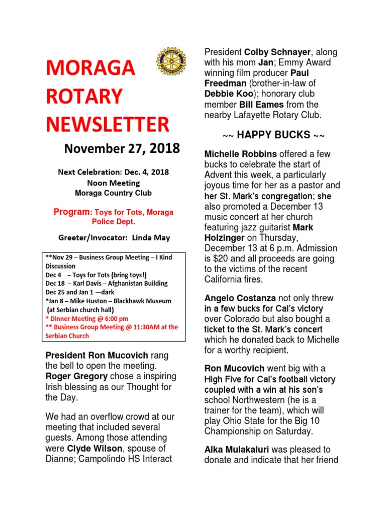 Nov. 27 Rotary Newsletter | PDF
