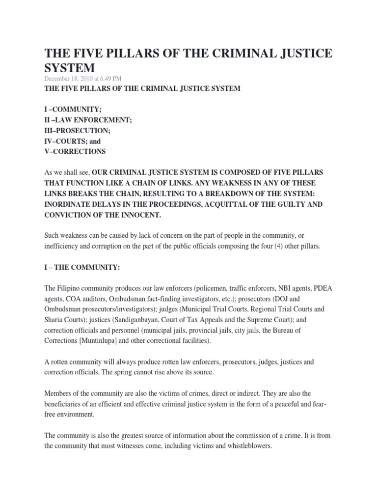 The Five Pillars of The Criminal Justice System | PDF | Prosecutor ...