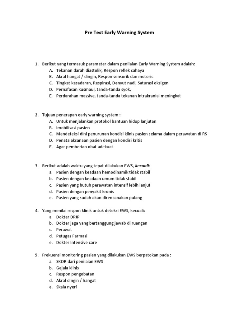 Pre Dan Post Test Early Warning System | PDF