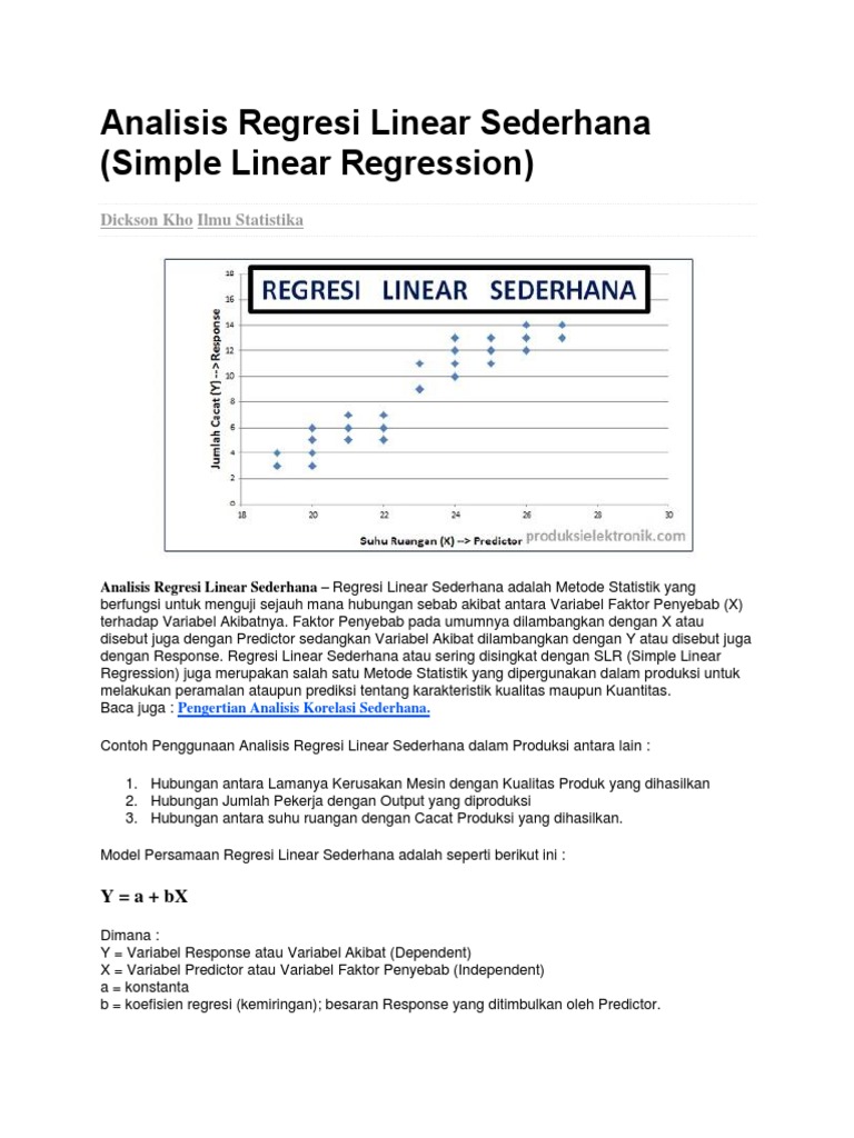 Analisis Regresi Linear Sederhana | PDF