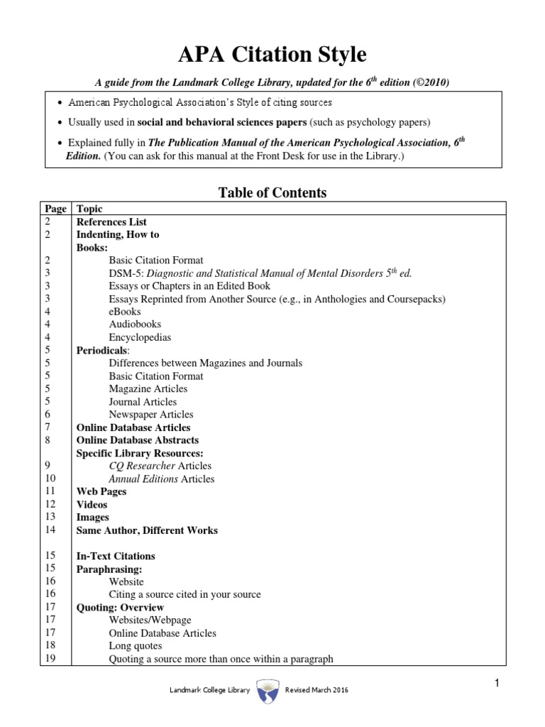 APA Citation Guide 6th Ed | Citation | Dsm 5