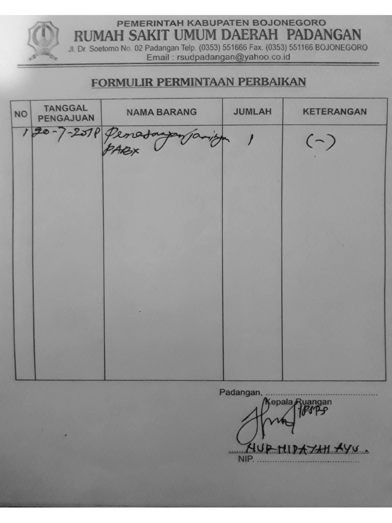 Form Perbaikan Hardware Dan Jaringan | PDF