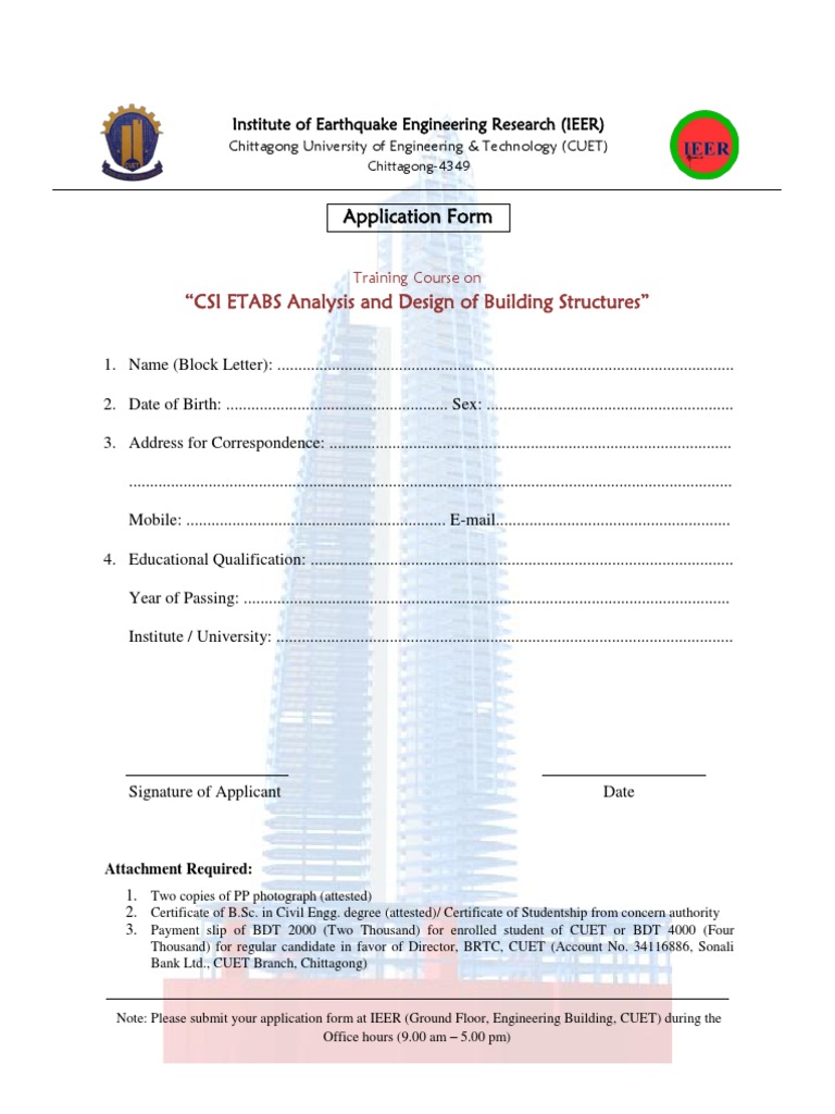 ETABS Training Application for CUET Students | PDF