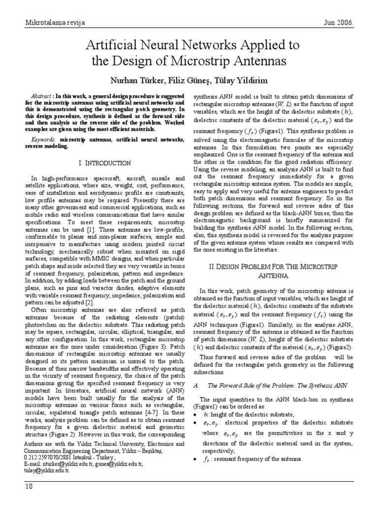 Neural Networks in Antenna Design | PDF | Electronic Engineering ...