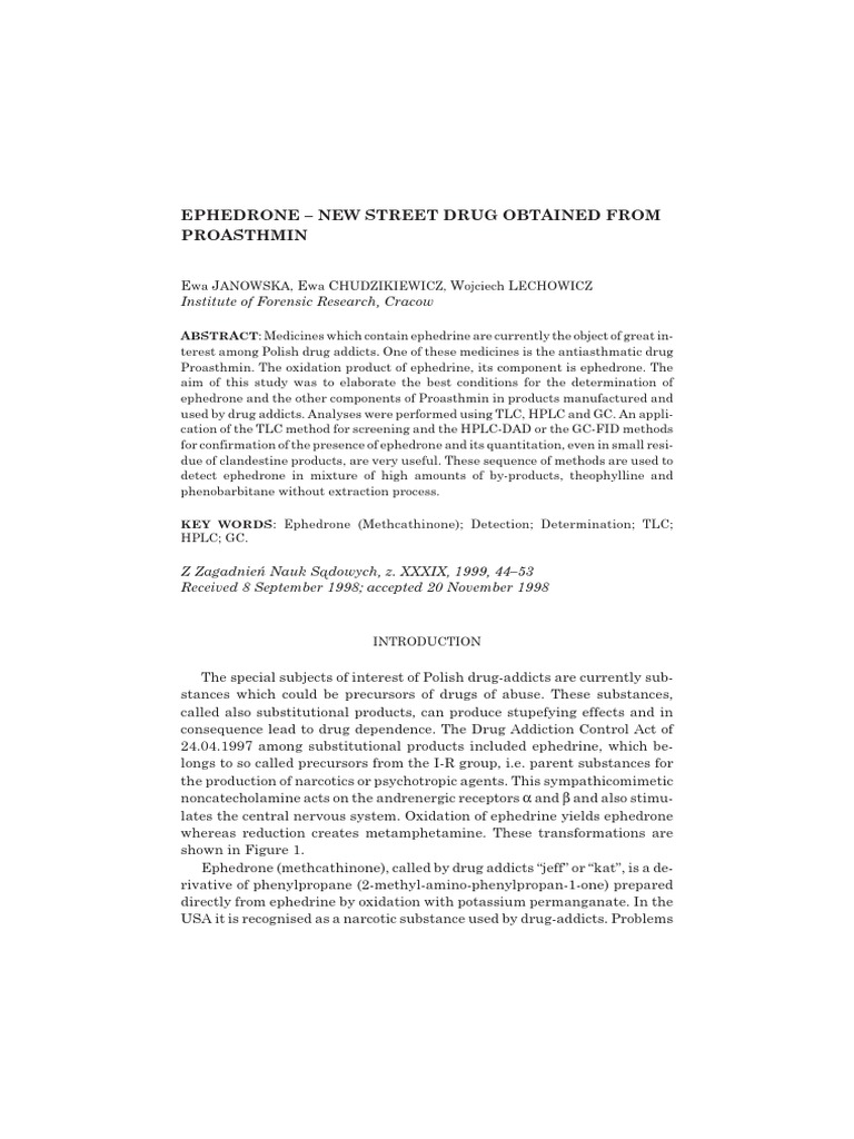 Analysis of Ephedrone and Other Components Present in Proasthmin and ...