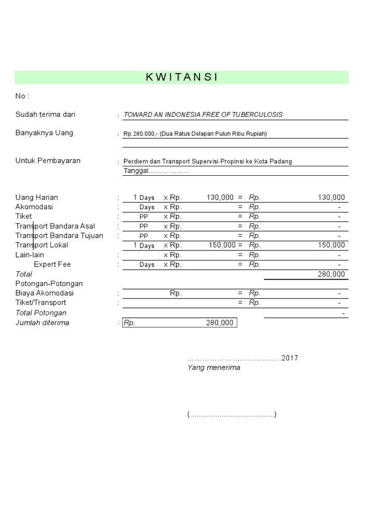 Kwitansi Pembayaran Transport TBC | PDF