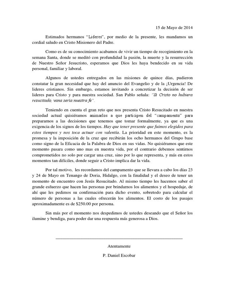 Carta de Resurrección | PDF | La resurrección de Jesús | Jesús