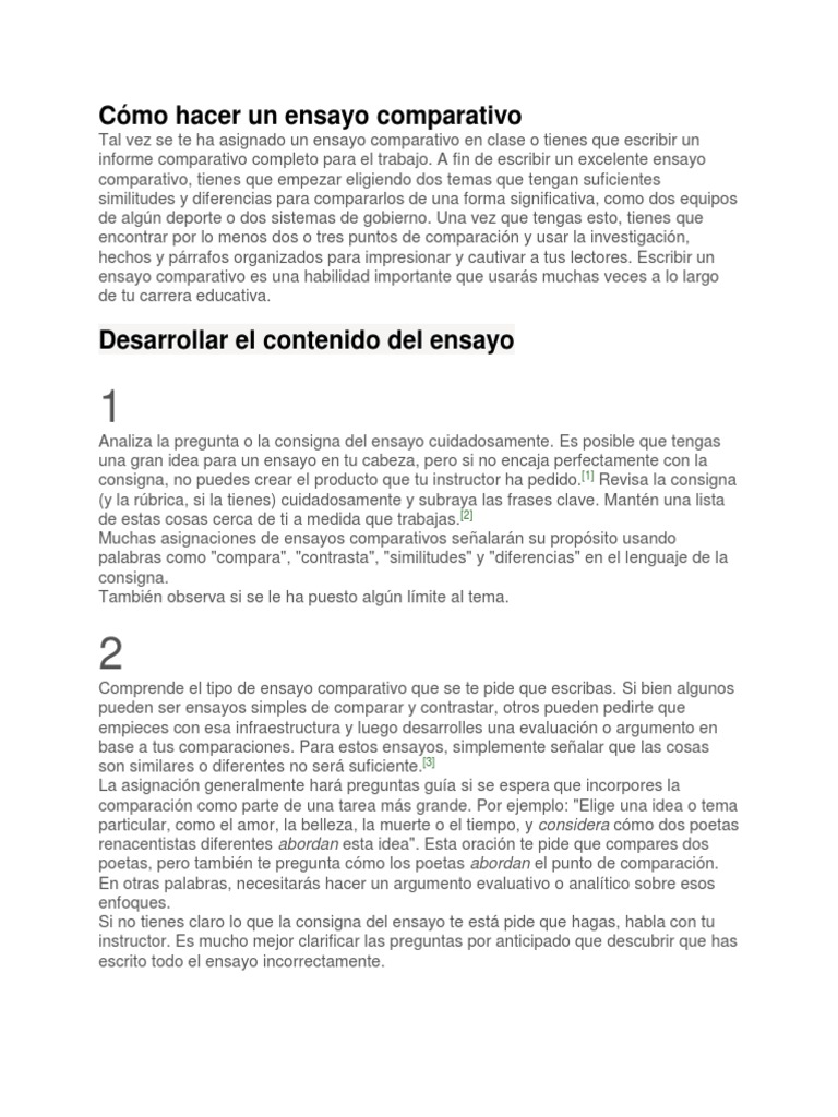 Cómo Hacer Un Ensayo Comparativo | PDF | Ensayos | Oración (Lingüística)