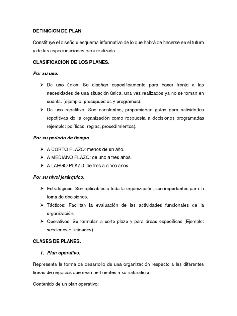 Definicion de Plan | PDF | Planificación | Presupuesto
