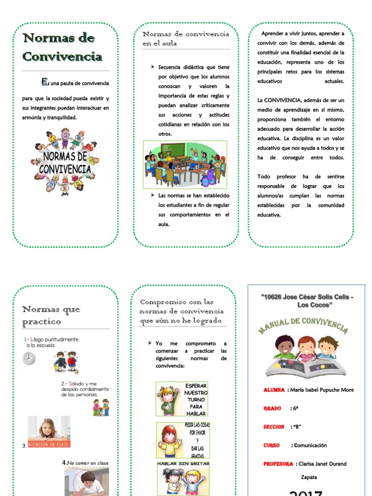 Triptico - Normas de Convivencia | PDF | Salón de clases | Cambio