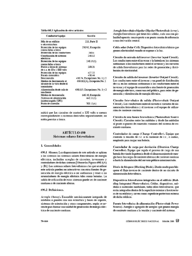 NEC 690 Español | PDF