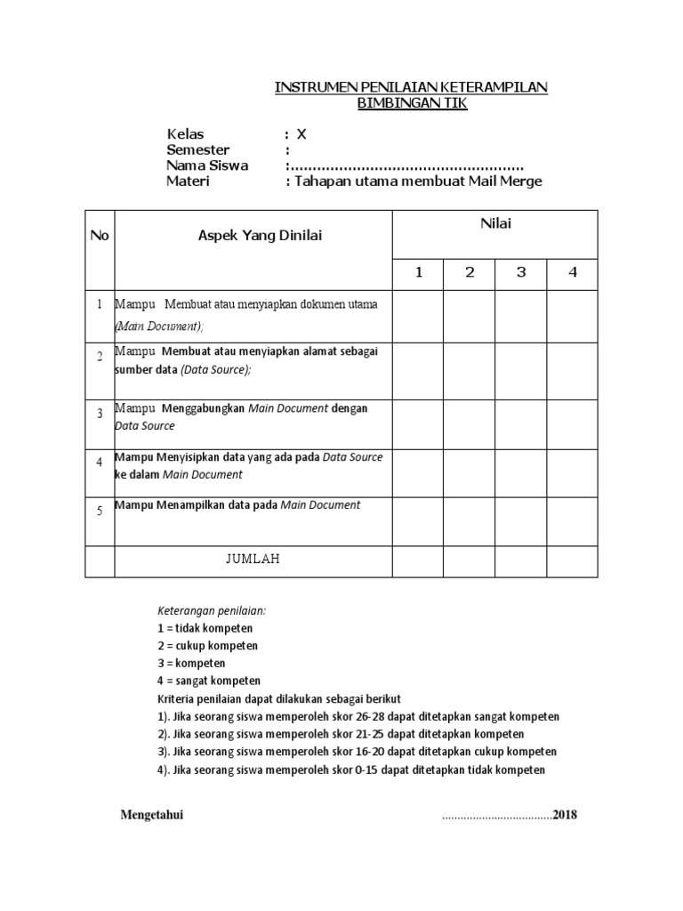 Instrumen Penilaian Keterampilan | PDF
