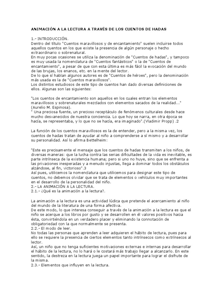 Animación A La Lectura A Través de Los Cuentos de Hadas | PDF | Cuentos ...