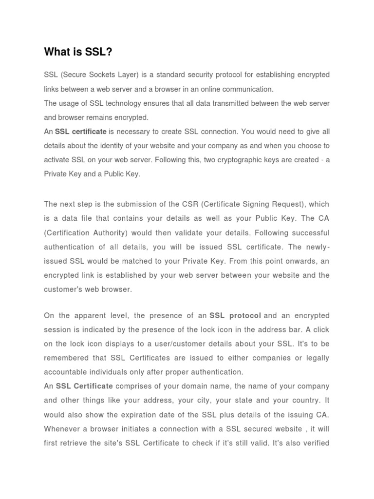 SSL Certificate Basics Explained | PDF | Transport Layer Security ...