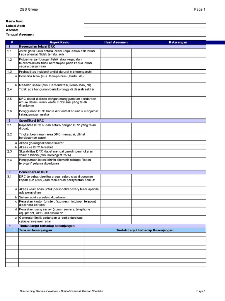 DRC Assessment Checklist | PDF