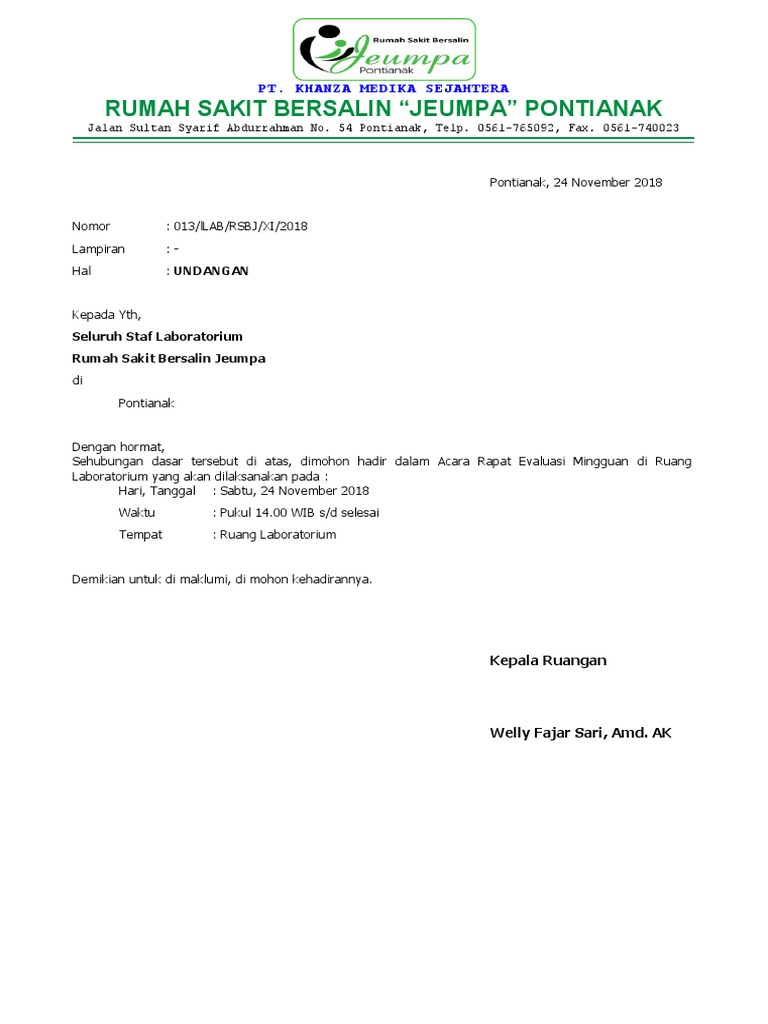 Undangan Rapat Laboratorium | PDF
