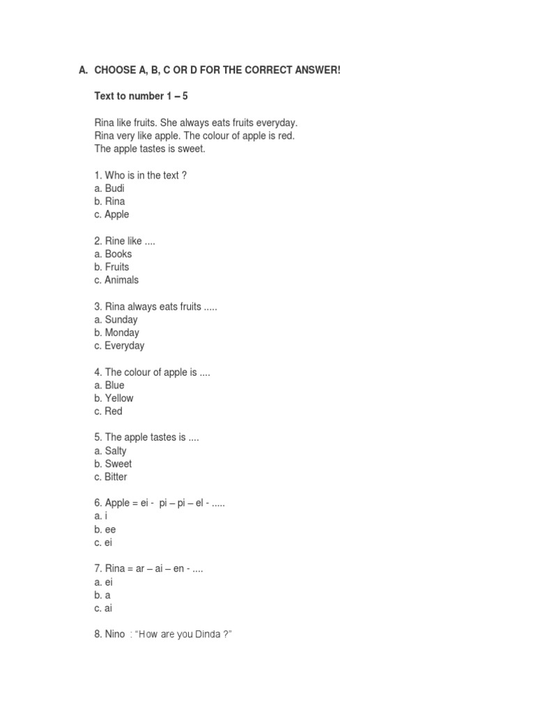 Soal Bhs Inggris Kls 1 | PDF | Kitchen | Bathroom