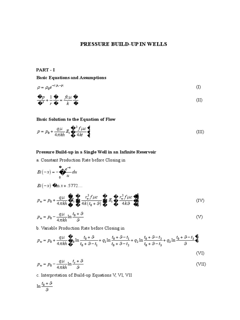 Pressure Build-Up in Wells: Equations & Analysis | PDF | Continuum ...