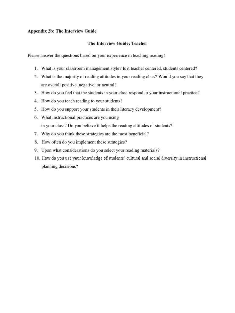 Appendix 2b The Interview Guide | PDF
